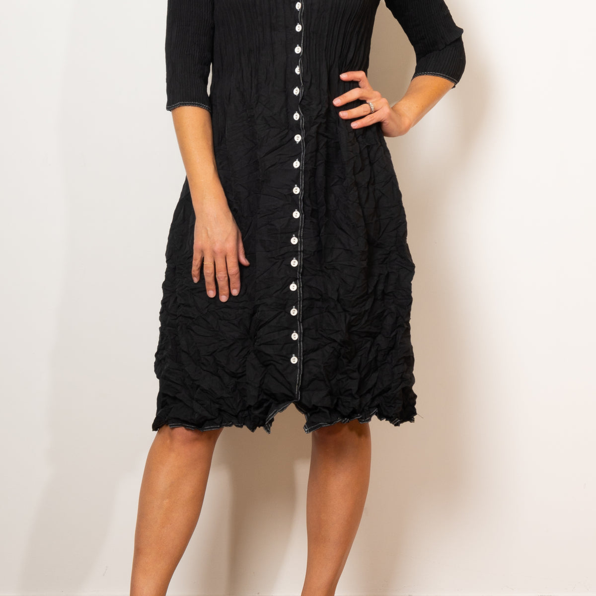 Alquema Contrast Button Nehru Coat Dress | Impulse Boutique